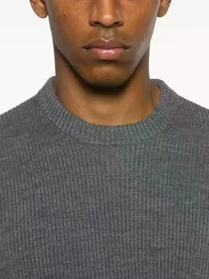 Stone Island Ribbed-knit Sweater With Logo Patch - Grey