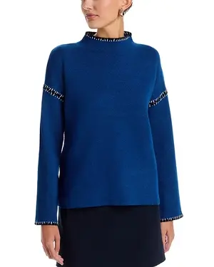 T Tahari Funnel Neck Sweater - Swiss Blue