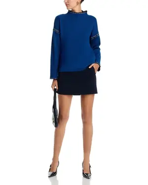 T Tahari Funnel Neck Sweater - Swiss Blue