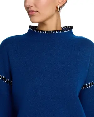 T Tahari Funnel Neck Sweater - Swiss Blue