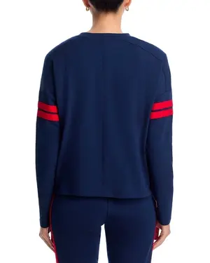 Aqua Stripe Sleeve Sweatshirt - Navy