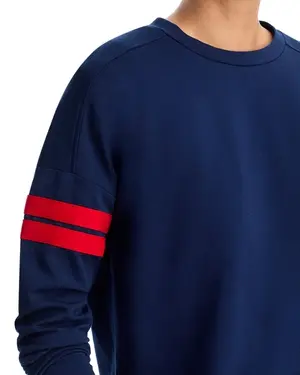 Aqua Stripe Sleeve Sweatshirt - Navy