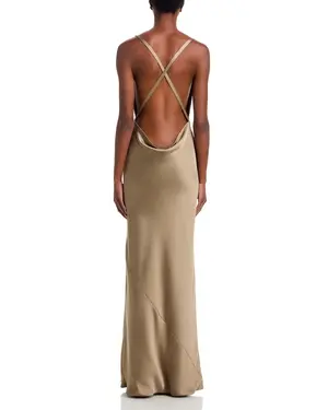 Norma Kamali Crossback Bias Gown - Elm