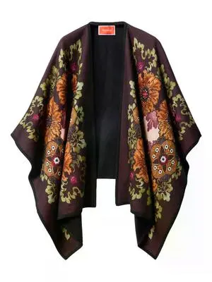 La DoubleJ Floral-patterned Wool Cape - Red