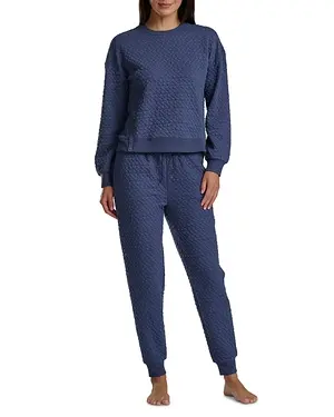 Splendid Long Sleeve Jogger Set - Blue Indigo Quilted Heart