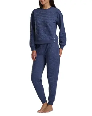 Splendid Long Sleeve Jogger Set - Blue Indigo Quilted Heart