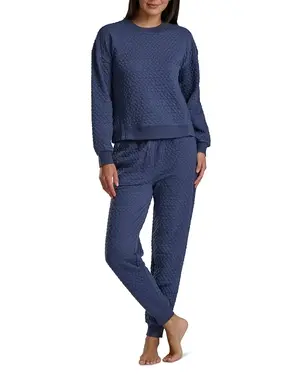 Splendid Long Sleeve Jogger Set - Blue Indigo Quilted Heart