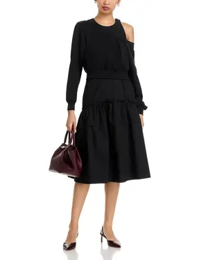 3.1 Phillip Lim Long Sleeve Double Layer Combo Dress