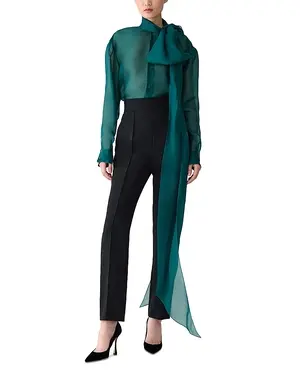 Carolina Herrera Silk Bow Blouse - Pine Green