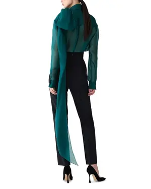 Carolina Herrera Silk Bow Blouse - Pine Green