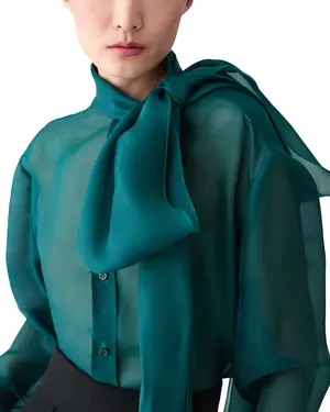 Carolina Herrera Silk Bow Blouse - Pine Green