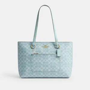 COACH OUTLET Coach Signature Canvas Station Tote Bag - Gold/light Blue