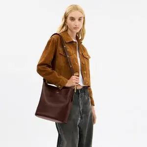 COACH® Bleecker Bucket Bag - Natural Grain Leather/brass/maple