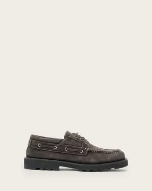 ALLSAINTS Skiff Leather Boat Shoe - Grey