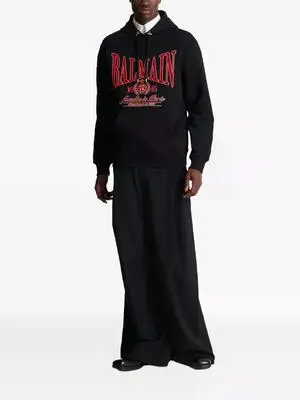 Balmain Flocked Logo Hoodie - Black