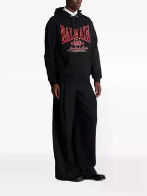 Balmain Flocked Logo Hoodie - Black