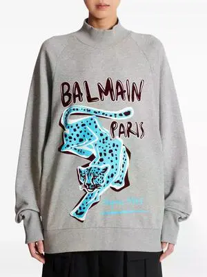 Balmain Animal Print Turtleneck Sweatshirt