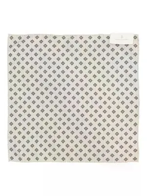 Brunello Cucinelli Geometric-pattern Silk Pocket Square - Neutrals