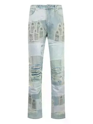 WHO DECIDES WAR Winged Organza Patchwork Jeans