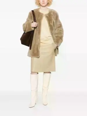 TOTEME Belted Shearling Jacket - Neutrals