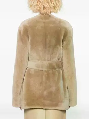 TOTEME Belted Shearling Jacket - Neutrals