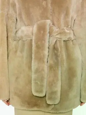 TOTEME Belted Shearling Jacket - Neutrals