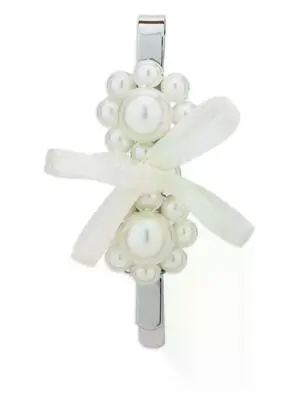 Simone Rocha Pearl Bow Hair Clip - White