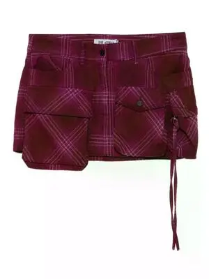 Attico Plaid Mini Skirt - Red