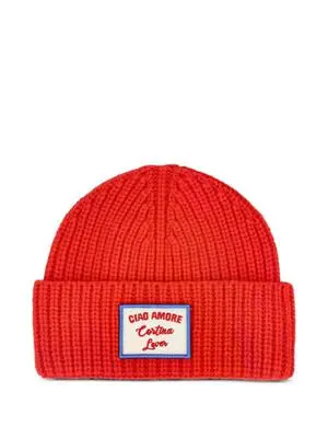 Giada Benincasa Ribbed-knit Beanie With Logo Patch - Red