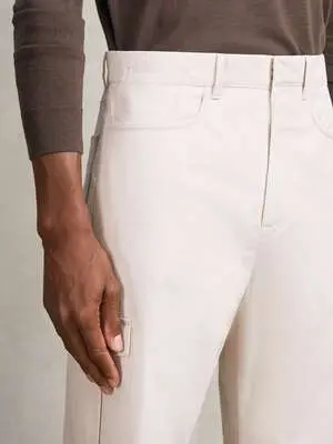 REISS Cotton Tapered Cargo Trousers - Stone