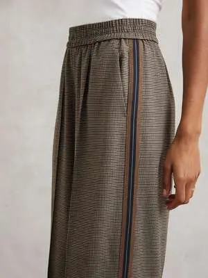 REISS Tarley Houndstooth Wide-leg Trousers
