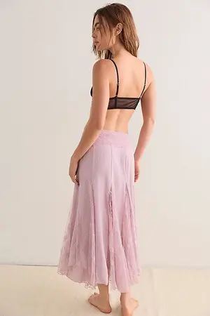 Free People Intimately Maxi Slip Skirt With Lace And Mesh Details - Keepsake Lilac