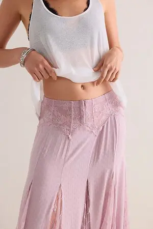 Free People Intimately Maxi Slip Skirt With Lace And Mesh Details - Keepsake Lilac