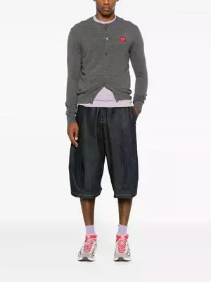 Play Comme Des Garcon Logo Heart-emblem Cardigan - Grey