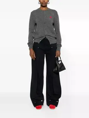 Play Comme Des Garcon Logo Heart-emblem Cardigan - Grey