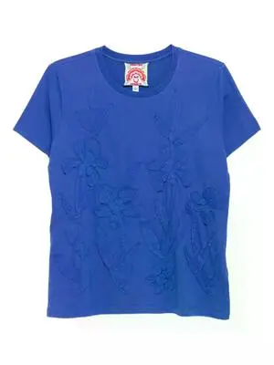 Johnny Was Floral Embroidered T-shirt - Blue