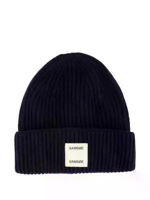 SAMSOE SAMSOE Ribbed Wool Beanie - Blue