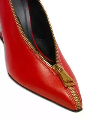 Balmain Zip Wedge Heeled Pumps - Red