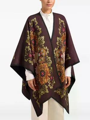 La DoubleJ Floral-patterned Wool Cape