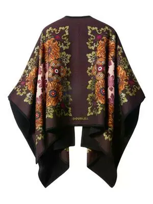 La DoubleJ Floral-patterned Wool Cape