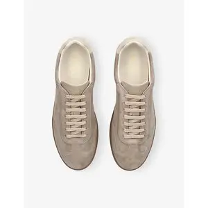 Brunello Cucinelli Foiled-logo Suede Trainers - Beige