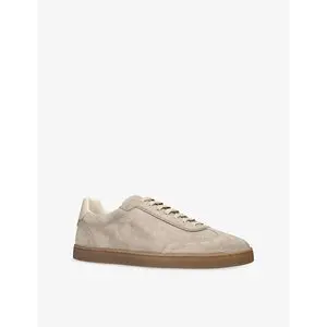 Brunello Cucinelli Foiled-logo Suede Trainers - Beige