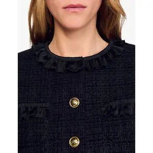 Sandro Ruffled-trim Tweed Jacket