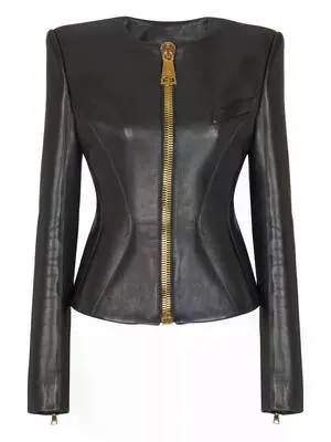 Balmain Peplum Zip-front Jacket - Black