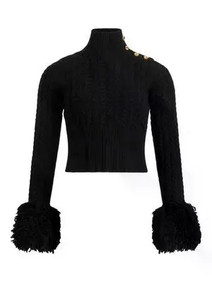 PATOU Cable-knit Button-embellished Sweater