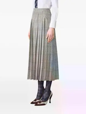 Thom Browne Houndstooth Pleated Midi Skirt