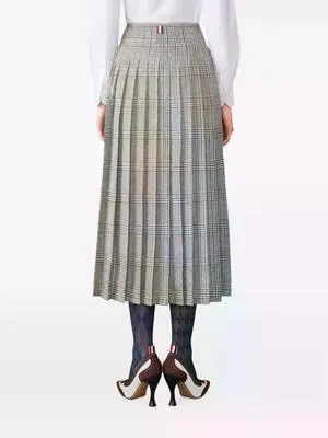 Thom Browne Houndstooth Pleated Midi Skirt