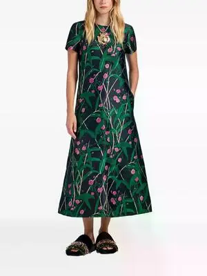 La DoubleJ Floral Print Midi Dress - Black