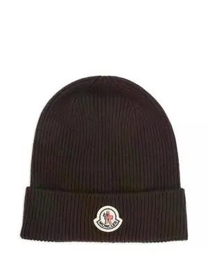 Moncler Ribbed Beanie - Brown