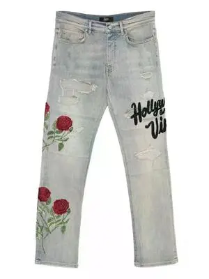 Amiri Rose Embroidered Distressed Jeans